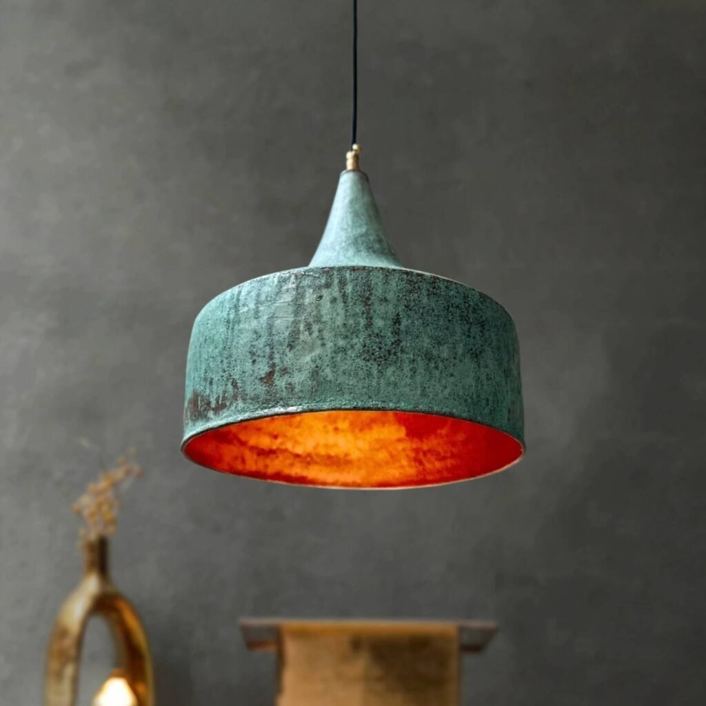 Patina Copper Kitchen Island Light Onion Shape — Kichlights